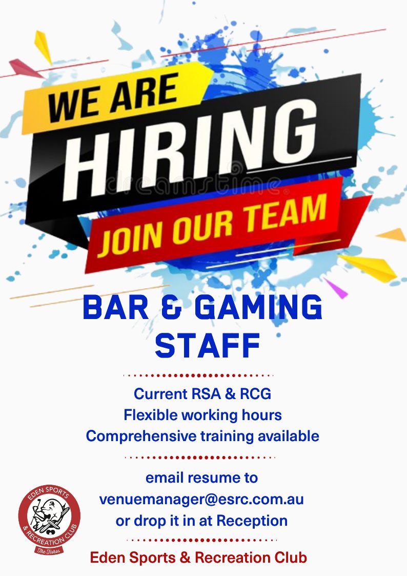 Job Vacancies - Eden Sports & Recreation Club
